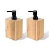 Amazon.com: 2 Pack Natural Fluted Bamboo Liquid Soap Dispenser, 10 oz ...