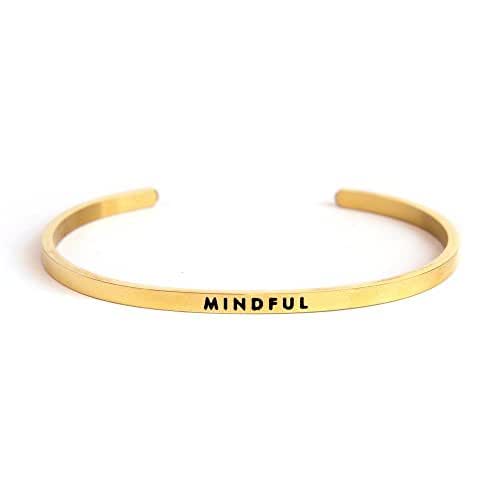Amazon.com: MINDFUL BeBand Gold Cuff Engraved Mindset Bracelet by SISOO ...