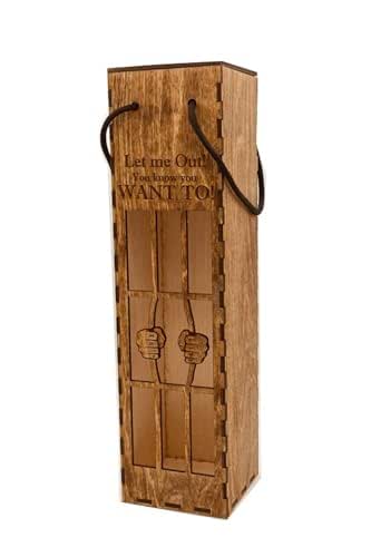 Amazon.com: Wine Gift Box Jailed Wine (Walnut Stained) Humorous Hostess ...