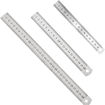 ASYKNM Stainless Steel Ruler Set (3-Piece) - Precise Double Scale for ...