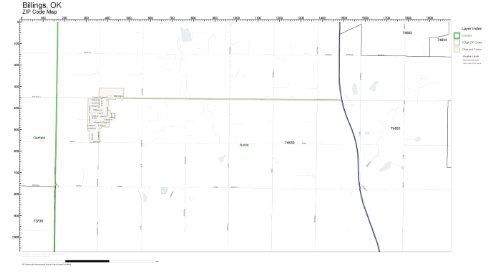 Amazon.com : ZIP Code Wall Map of Billings, OK ZIP Code Map Not ...