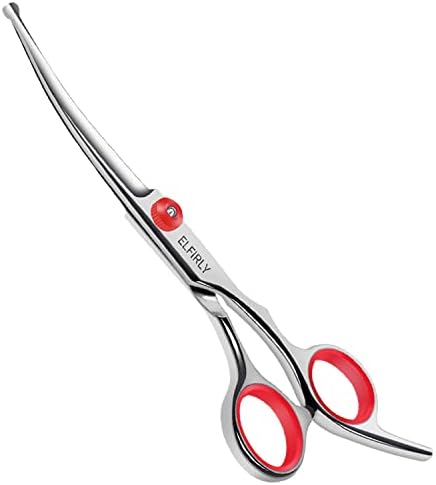 Elfirly Curved Dog Grooming Scissors with Safety Round Tip Curved Pet ...