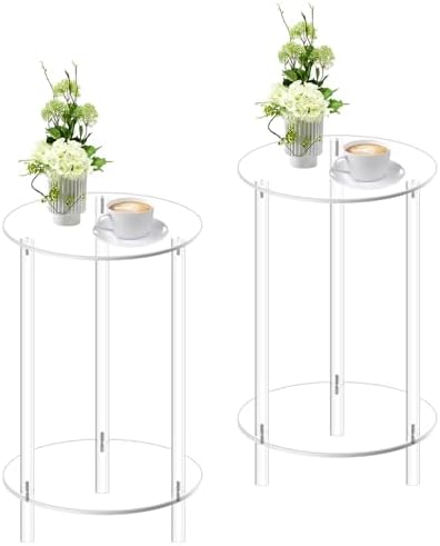 Amazon.com: Acrylic Round Side Table, Modern Clear End Table Set of 2 ...