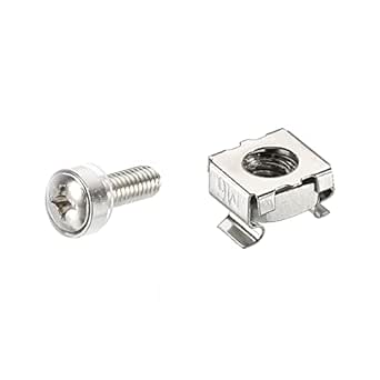 PATIKIL Rack Mount Cage Nuts M6x15mm Mounting Screws Iron Nickel Plated ...