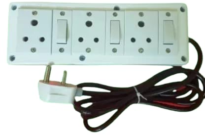 BAHUL 4 Meter Long Wire Extension with ISI Parts Small Plug 3 Socket ...