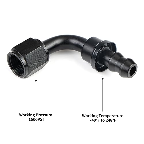 Snapklik.com : 6AN 90 Degree Push Lock Hose Fitting Fuel Line Hose ...