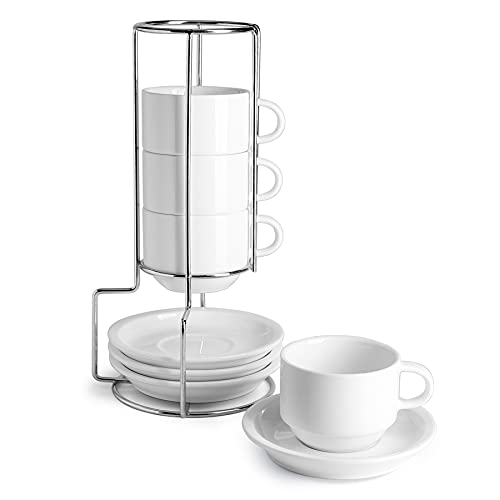 Snapklik.com : Sweese 4 Ounce Porcelain Stackable Espresso Cups