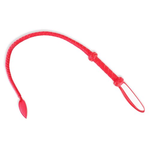 Amazon.com: PU Leather Red Whip Handmade Bullwhip, 37 Inch Leaf Whip ...