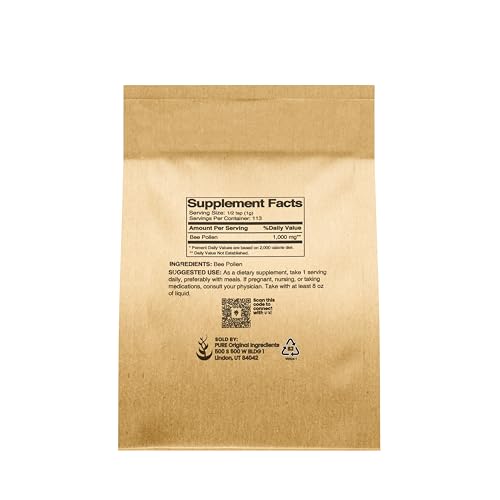 PURE ORIGINAL INGREDIENTS Bee Pollen, 4 oz, No Fillers, Undiluted Pure ...