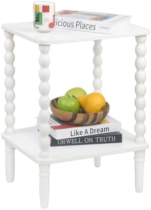 Amazon.com: Fultyle White End Table, Small Side Table with Storage ...