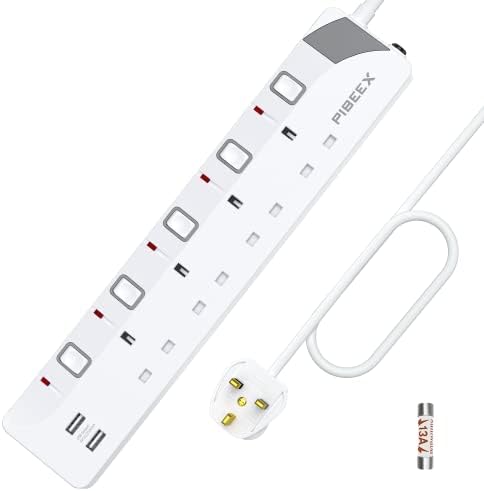 LIPWEL Extension Lead with USB Slots Power Strip 3 Way Extension Cords ...