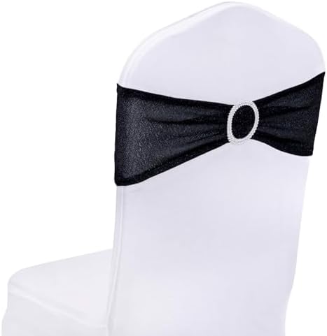 Amazon.com: SquarePie Pack of 50 Silver Chair Sashes Bows Glitter ...