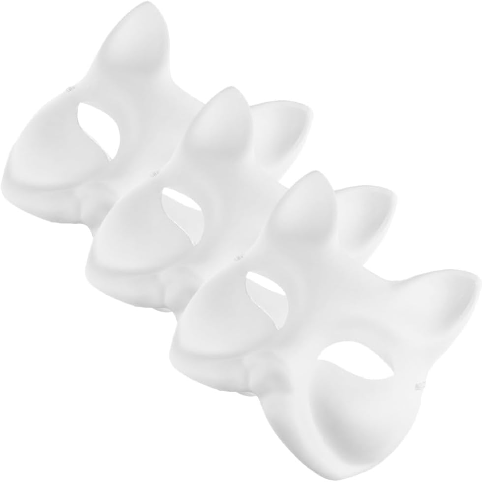 Amazon.com: Alipis Fox Mask Therian Masks, 3pcs White Cat Masks Paper ...