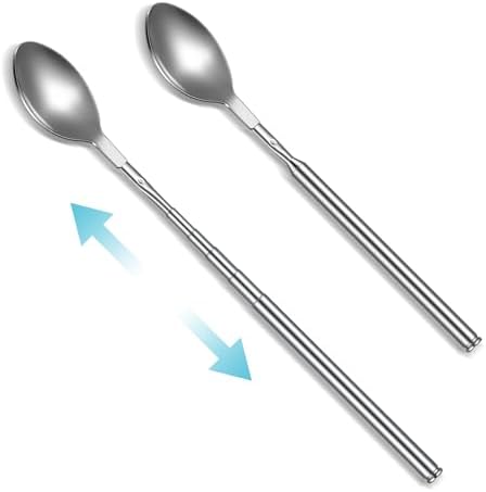 Amazon.com: Geetery 2 Pcs Extendable Spoon 63 cm Long Stainless Steel ...