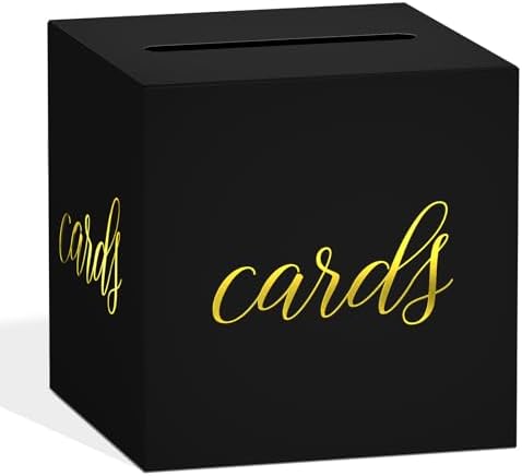 Amazon.com: Black Gold Card Box with Gold Foil Design,Suitable for ...