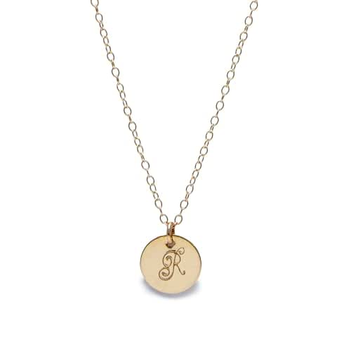 Amazon.com: Rebecca Anne Handmade Jewelry Yellow Gold Initial Necklace ...