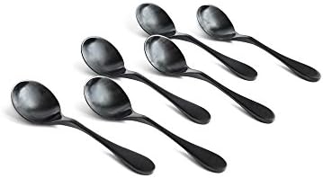Amazon.com: HIWARE Matte Black Thick Heavy-Weight Soup Spoons ...