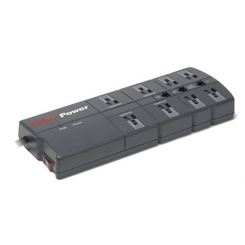 Cyberpower 850 8-Outlet Surge Suppressor - 2400 Joules 15A RJ11 EMI/RFI ...