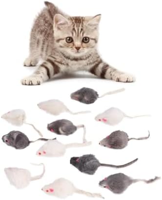 Tnfeeon Cat Mouse Toys 12PCS, Plush Fake Mice with Built-in Sound ...