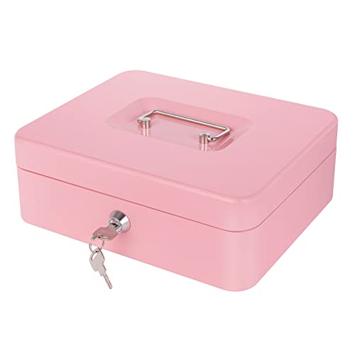 Cash Box with Money Tray and Lock, Metal Money Box for Cash, Safe Box ...