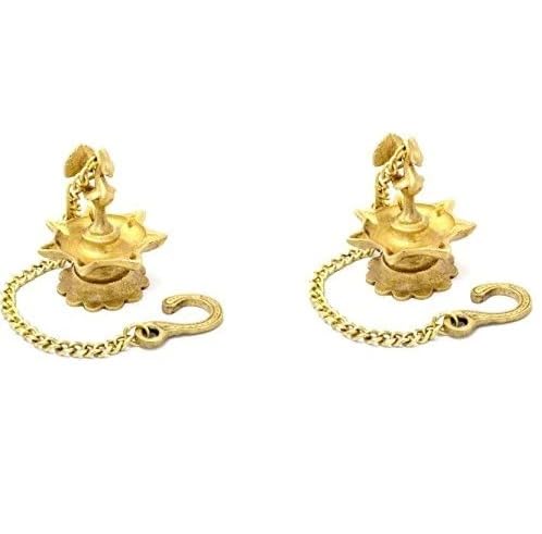 Buy Manasi's Creation Traditional Indian Brass Hanging Diya Set - Small ...