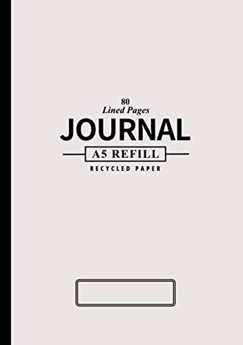 A5 Journal Refill - 80 Lined Recycled Paper Pages: Notebook Inserts for ...