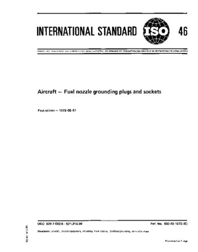 ISO 46:1973, Aircraft - Fuel nozzle grounding plugs and sockets ...