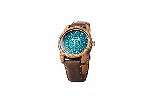 Amazon.com: ECLOCK | Wooden Watch for Men, Hand Painted Detail | Model NAHUAL Turquese | Ideal ...