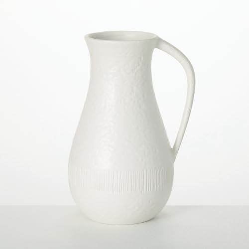 Amazon.com: Sullivans Ceramic Pitcher Vase with Handle, Vases for ...