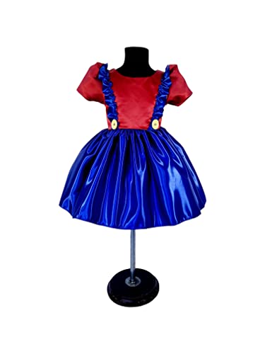 Amazon.com: Mario Inspired Video Game Cosplay Costume Dress (L 12-18 ...
