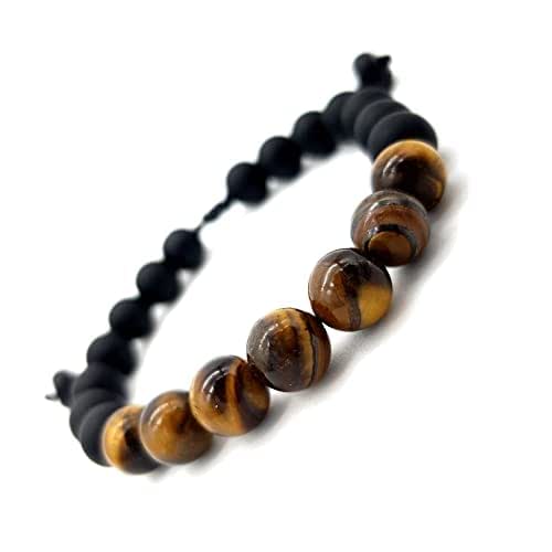 Pulsera Ojo de Tigre y Onix negro mate de 8mm 21 cuentas - Devitare ...