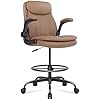 Amazon.com: Misolant Leather Drafting Chair, Tall Office Chair for ...