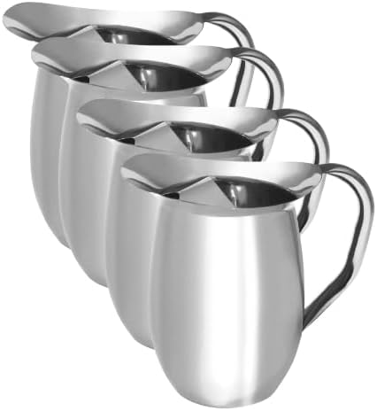 Amazon.com: Set of 4-64oz, Smooth Silver Stainless Steel Water Pitcher ...
