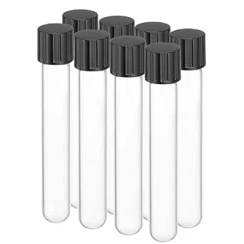 PATIKIL 13ml Test Tubes with Caps, 8pcs Glass Test Tubes Clear Round ...