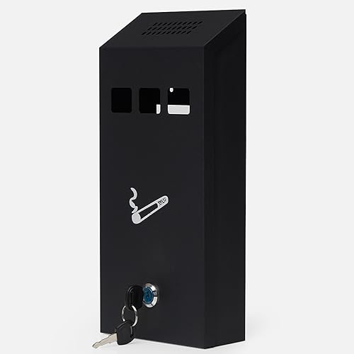 Outdoor Ashtray, Wall Mounted Ashtray, Lockable Cigarette Bin Outdoor ...