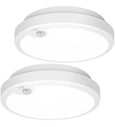 2-Pack Battery Operated Motion Sensor LED Ceiling Light, 7.2inch Flush ...
