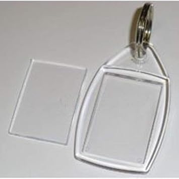 Madaboutink 100 Blank Acrylic Clear Plastic Keyrings With Split Ring ...