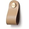 JIASENBAO Khaki Leather Drawer Pulls 6 Pack Leather Handles Cabinet ...