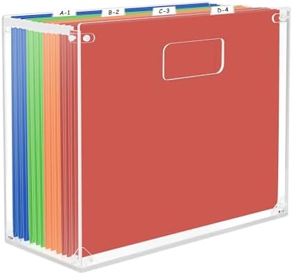 Amazon.com : Estune Acrylic File Box Organizer with 24 Pcs Hanging File ...