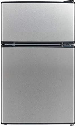 Amazon.com: Emerson 2 Door Stainless Steel Look Compact Refrigerator, 3 ...