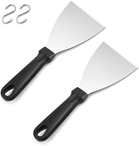 Herogo 2 Pieces Griddle Scraper Set, Stainless Steel Grill Scraper with ...