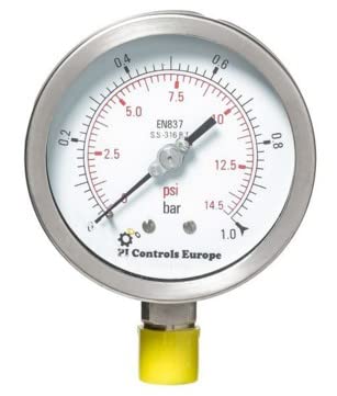 Buy PI Controls Europe - 4" (100 mm) Dial Full Stainless Steel Pressure ...