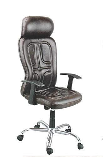 GURU CHAIRS-Leather Office Chair with Wheels and Head Suporter (Black ...