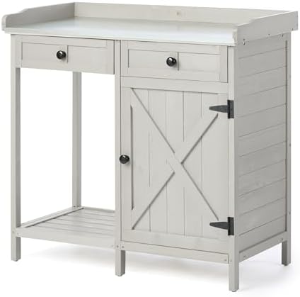 Amazon.com: Wooden Potting Bench Table with Sink,Outdoor Garden Table ...
