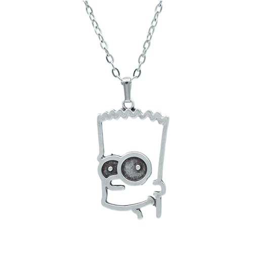 Amazon.com: Bart Simpson Necklace, Silver Plated Pendant, Cartoon ...