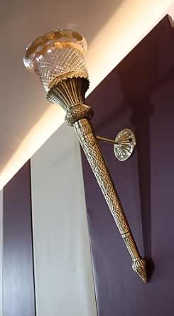 S&A Home Decor Brass Cone Mashal Wall Light with Glass Shade, Torch ...