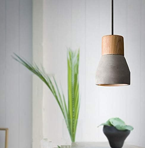 SEEAIRSHOP Natural Stone Shade Cylinder Pendant Light Walnut Wood ...