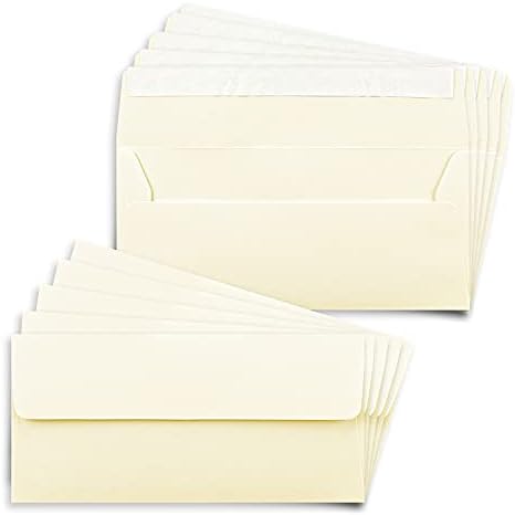 50 x DIN Long Envelopes in Beige (Cream) with Self-Adhesive, 11 x 22 cm ...