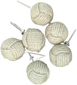 6 Rope Doorknobs Nautical Twisted Decorative Jute, Rustic Rope Knot ...