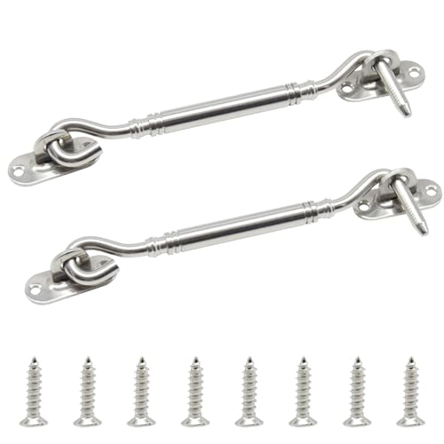 Yosawo 2 Pcs Cabin Hook and Eye Latch,Stainless Steel Heavy Duty Barn ...